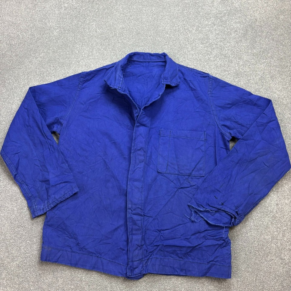 French Jacket Adult Small Blue VTG Workwear Chore Utility Canvas ...