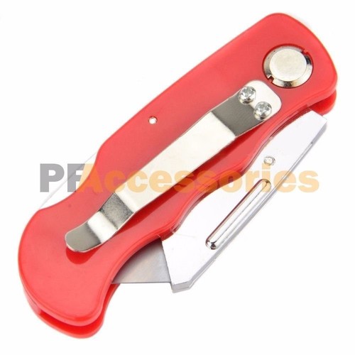 Folding Lockback Utility Pocket Knife Box Cutter with 5 Extra Blades ...