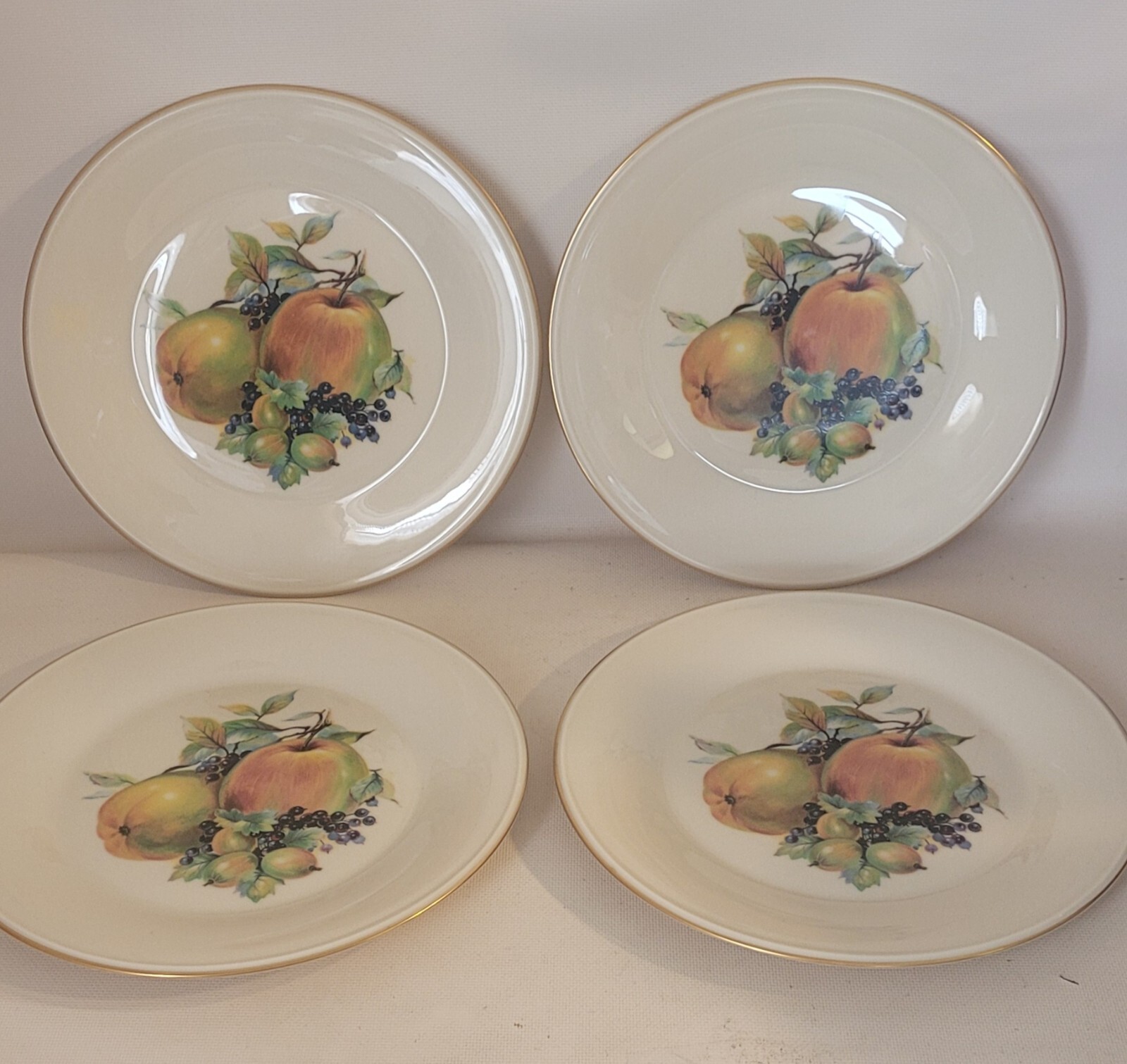 Set Of 4 Lenox Special Fruits 10 5/8" Pattern Dinner Plates ~ Apples ...