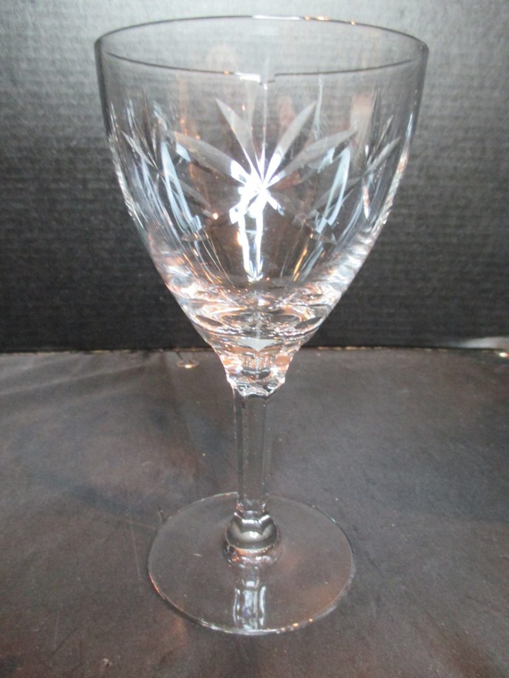 Seneca Starfloiwer 6 Water Goblets Notched Stems Cut Star Fan 6 3/8 ...