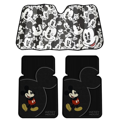 New Disney Mickey Mouse All Weather Rubber Front Floor Mats & Auto Sun ...