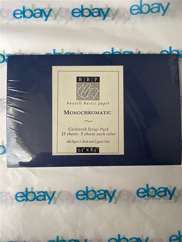 NEW BAZZILL CARDSTOCK NAVY BLUE 25 SHEETS 5 OF EACH COLOR 5.5X8.5 ...