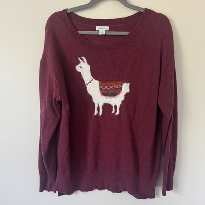 Sundance Laid Back Llama Sweater Burgundy Red Wool Embroidered Size ...