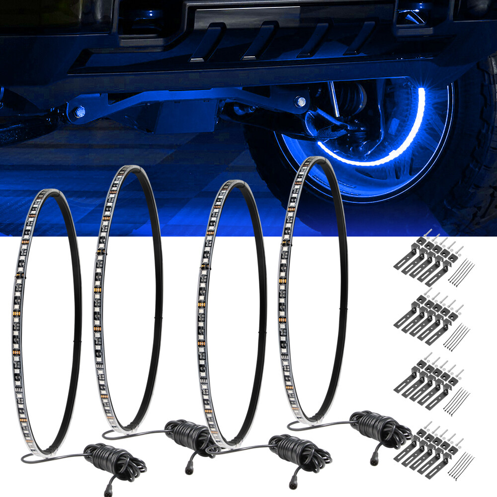 Pack of 4 15.5'' RGB Wheel Ring Lights LED Light For Truck Car Rim ...