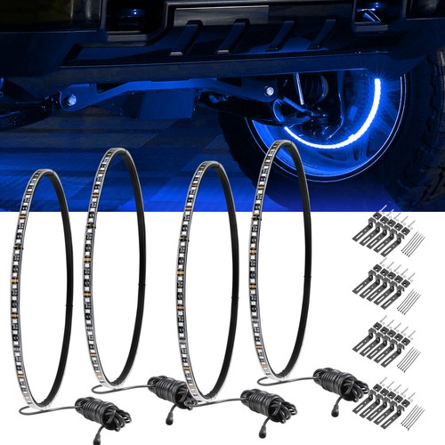 For Truck Car Rim Lights Bluetooth APP 4x 15.5'' RGB Wheel Ring Lights ...