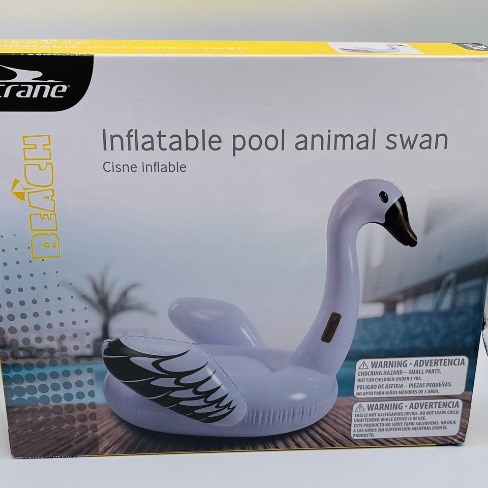 Crane Inflatable Pool Animal Swan Float Beach Bird White PVC Handles ...