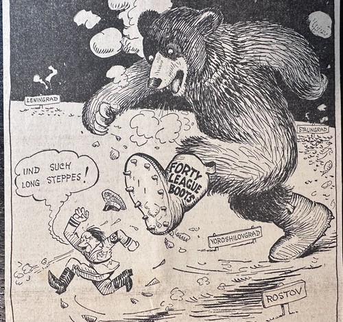 1943 Cincinnati WWII WW2 Russia Bear Hitler Nazi Germany Newspaper ...