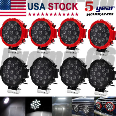 7 Inch Round LED Work Light Bar Pods Driving Fog Headlight Truck Off ...