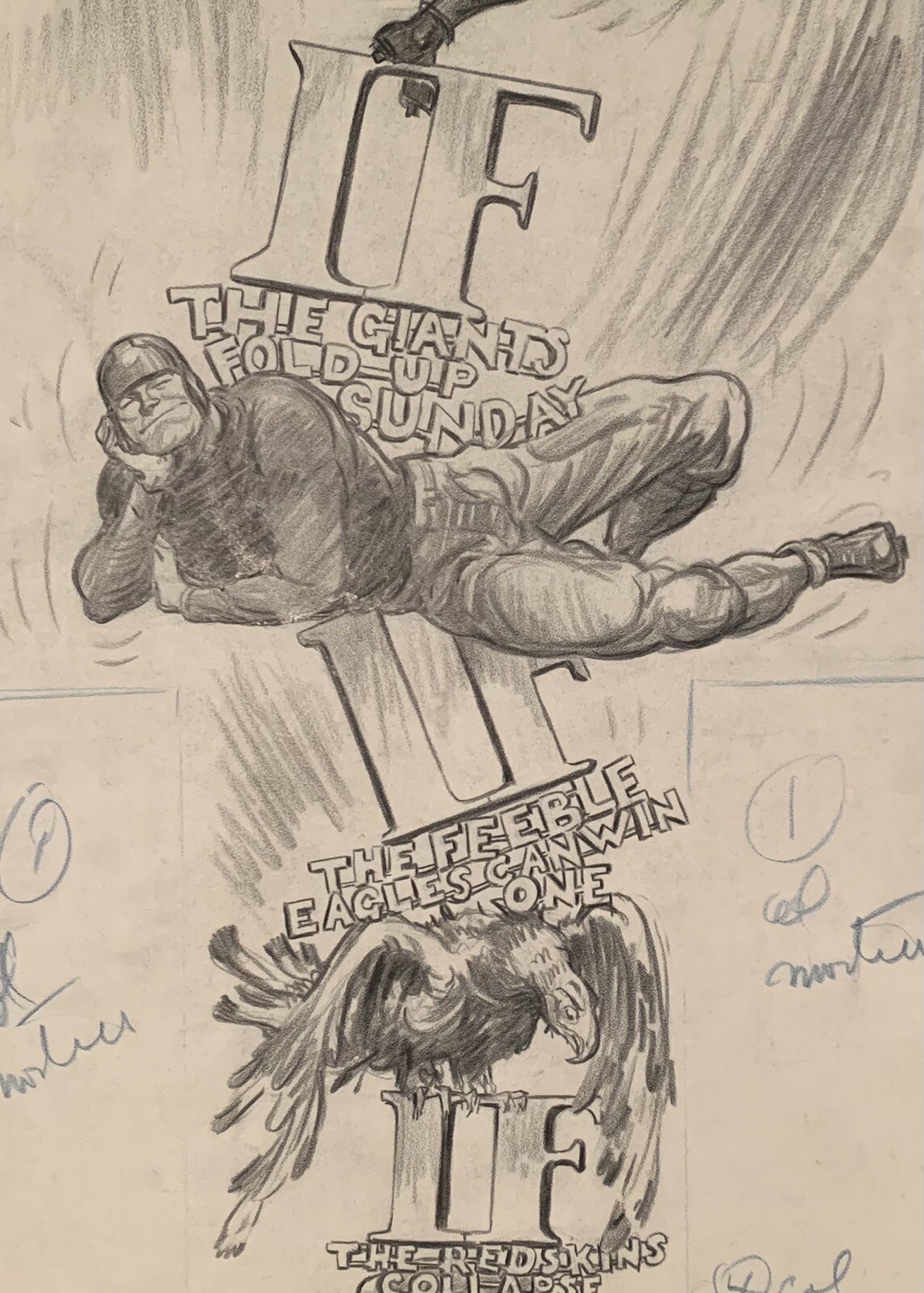 Antique 1930s NFL Football Original Art Brooklyn Dodgers Eagles ...