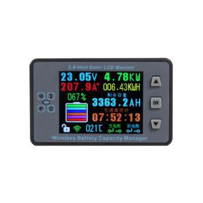 DC 500V 500A Wireless Voltmeter Ammeter Battery Capacity Power Meter ...
