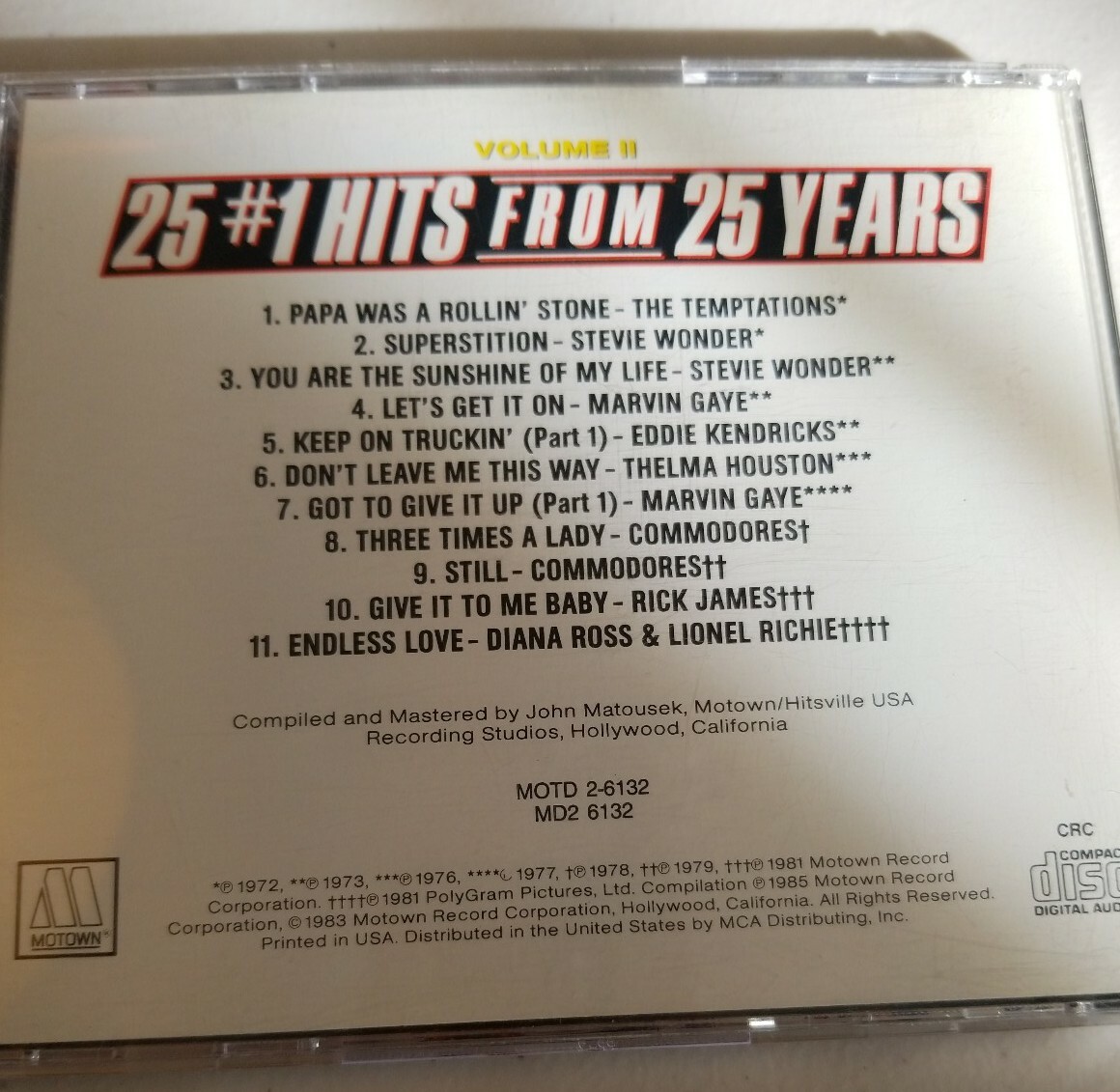 25 #1 Hits From 25 Years Volume 1 and 2 - 2 CD set Motown | eBay