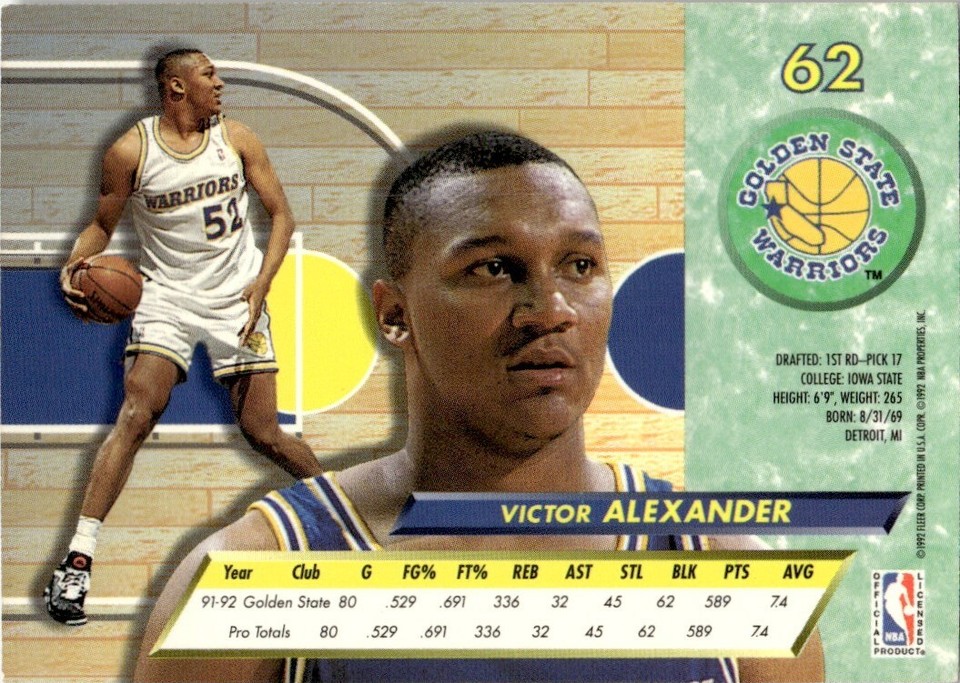 1992-93 Ultra Victor Alexander Golden State Warriors #62 | eBay