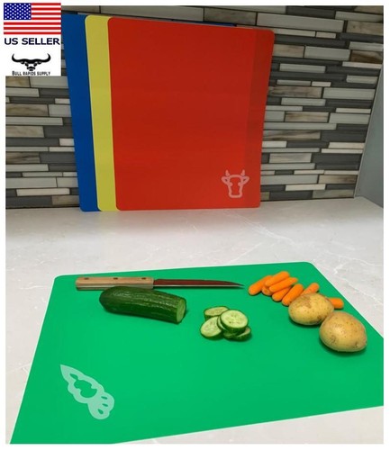 4 Flexible Chopping Mats 12"x15" Color Code Set Kitchen Cutting Board ...