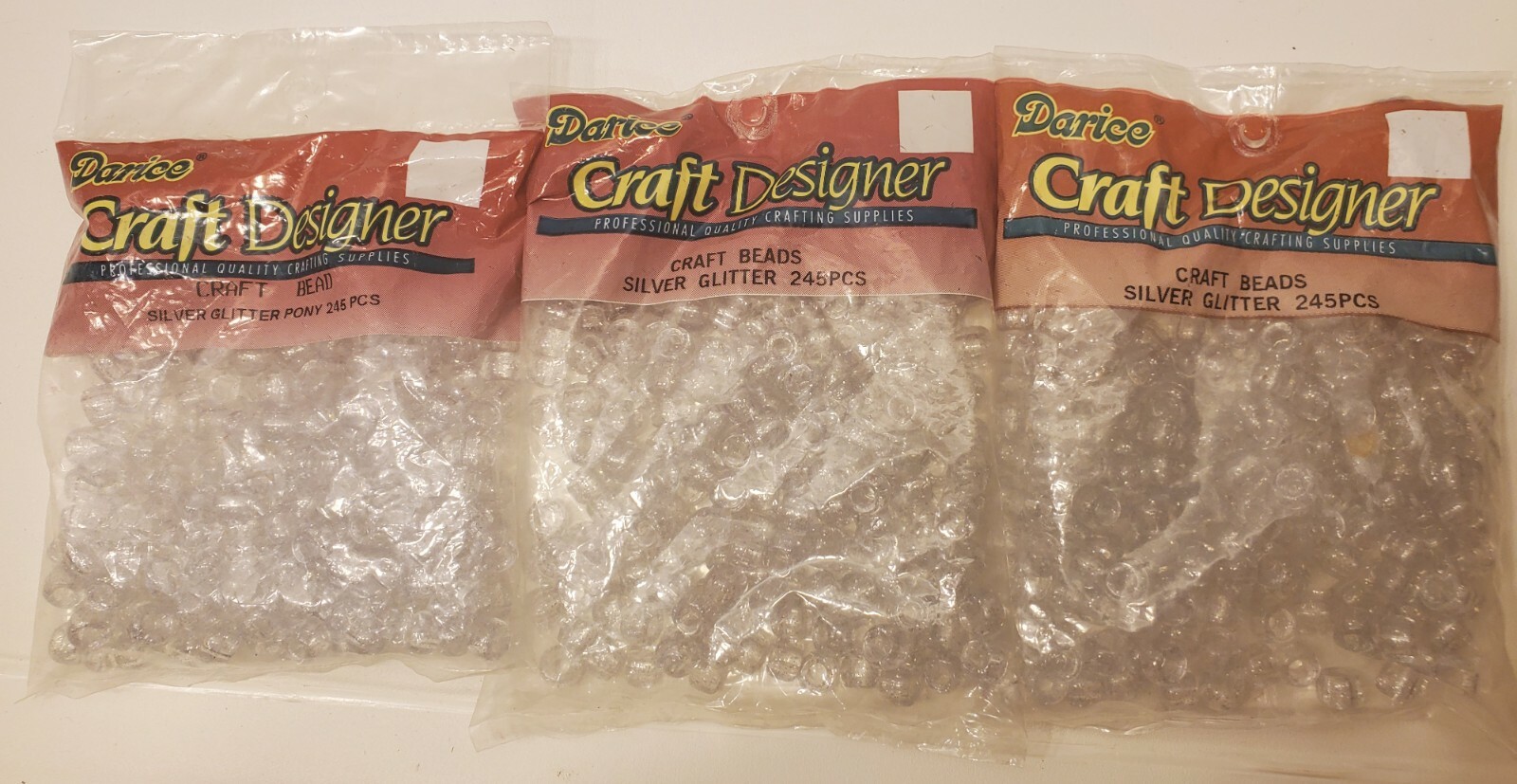 Darice Craft Designer Craft Beads Silver Glitter 3x 245Pcs | eBay