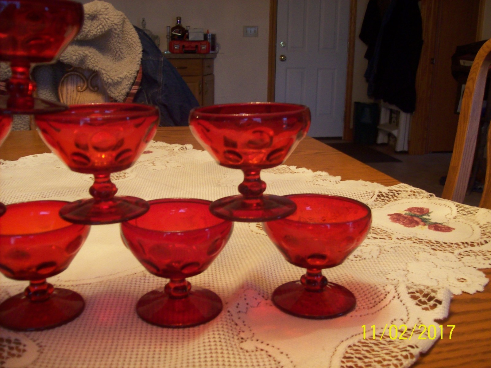 Paden City Rudy Red Popeye & Olive 11 Champagne Sherbet Glasses, 2 ...