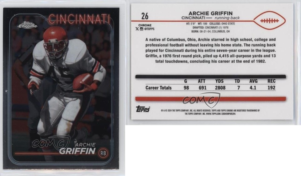 2024 Topps Chrome Archie Griffin #26 k1j | eBay
