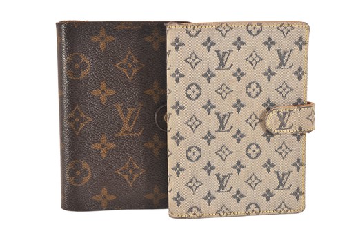 Authentic Louis Vuitton Monogram Mini Notebook Cover 2Set Brown Blue LV ...