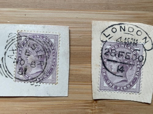 Pair of Circa 1880’s Queen Victoria One Penny 1d Lilac 16 Dot & 14 Dot ...