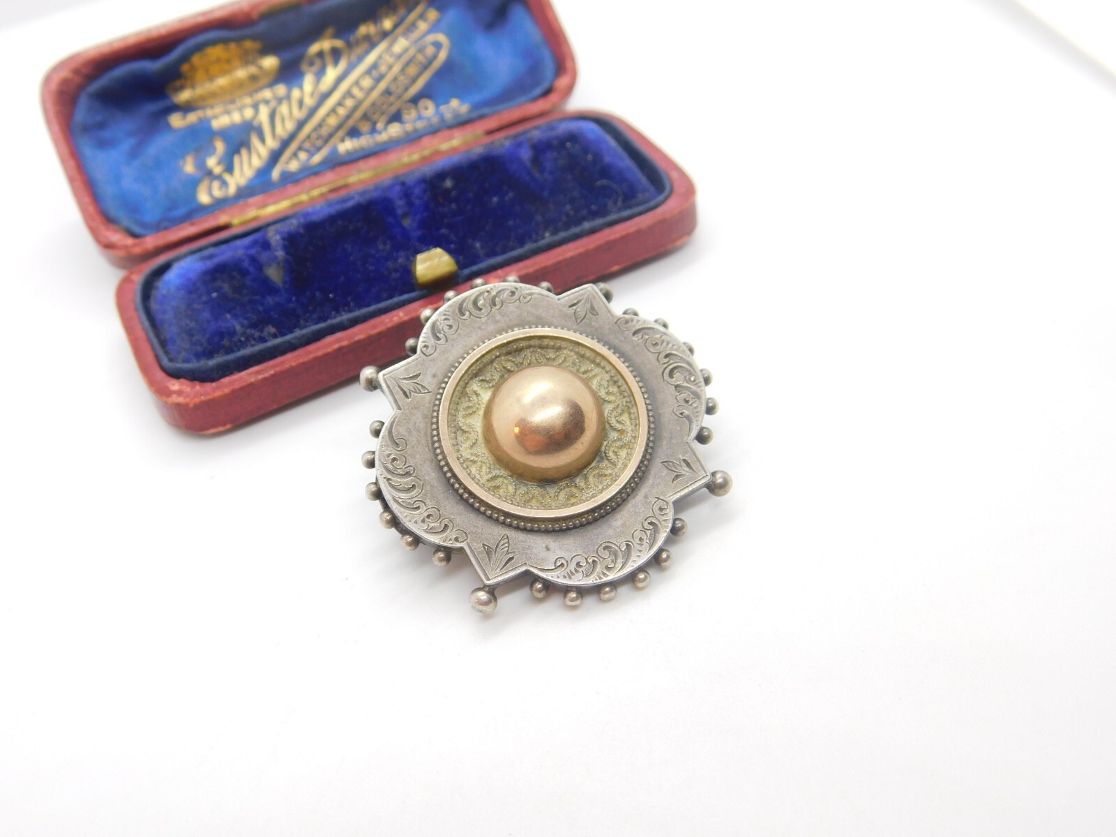 Victorian 9ct Rose Gold Sterling Silver Button Brooch Antique c1860 ...