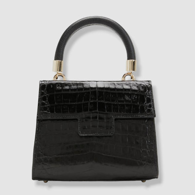 $3451 Maria Oliver Women's Black Michelle Mini Shiny Alligator Top ...
