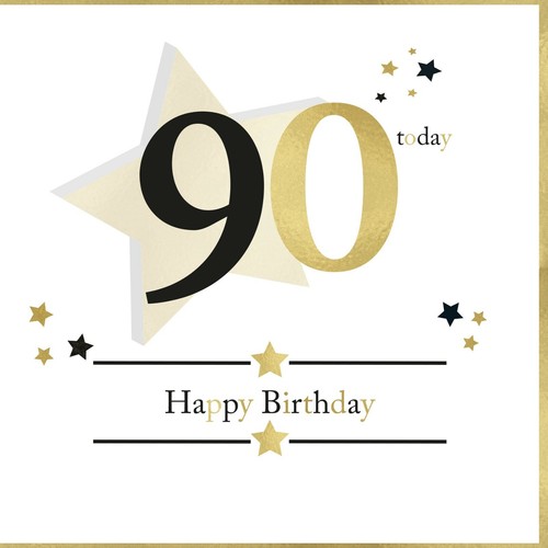 90 Today Happy 90th Birthday Card - Blank Inside - 15 x 15 cms - Rush ...