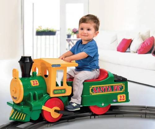 Peg Perego Santa FE 6v Electric Ride on Train Set Green Ed 1077 for ...