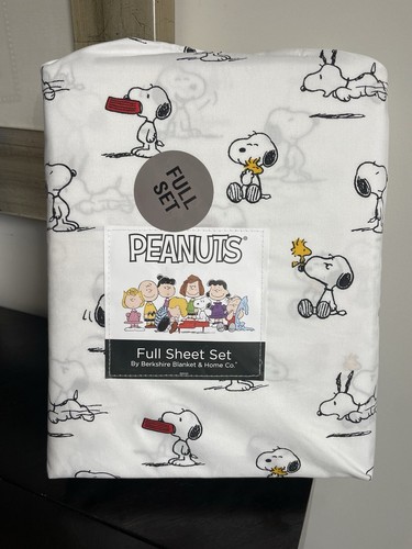 Snoopy Peanuts Berkshire FULL White Bed Sheet Set - Snoopy Woodstock | eBay