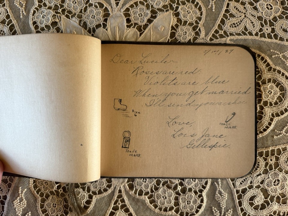 Antique Autograph Book School Album Girl Handwritten Poems Notes Photos ...