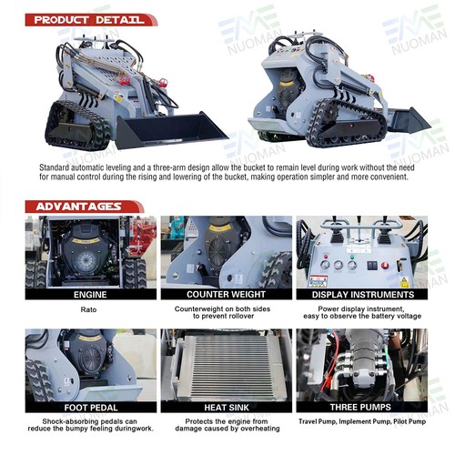 Crawler EPA Mini Skid Steer 23HP 739cc 3-Pumps Self Leveling Bucket ...