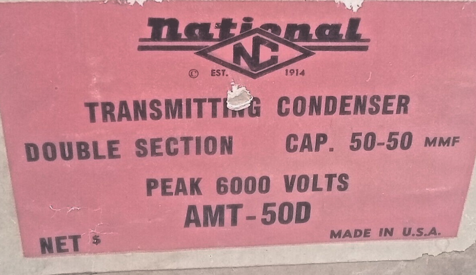 1 NOS NATIONAL HAM RADIO VARIABLE CAPACITOR 50-50 mmF / 6000 VOLT | eBay