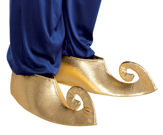 MENS ALADDIN GENIE GOLD SHOES ALI BABA DELUXE MEDIEVAL ARAB FANCY DRESS ...