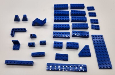 Lego Dark Blue building block lot with custom shapes 30 piece count kit ...