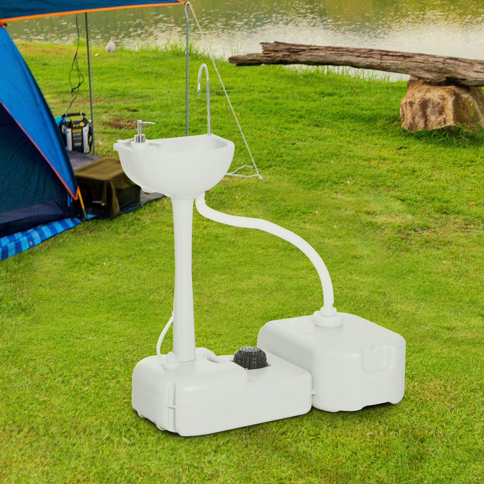 Camping Waschbecken mit Auffangbehälter für Abwasser 17L Wassertank ...