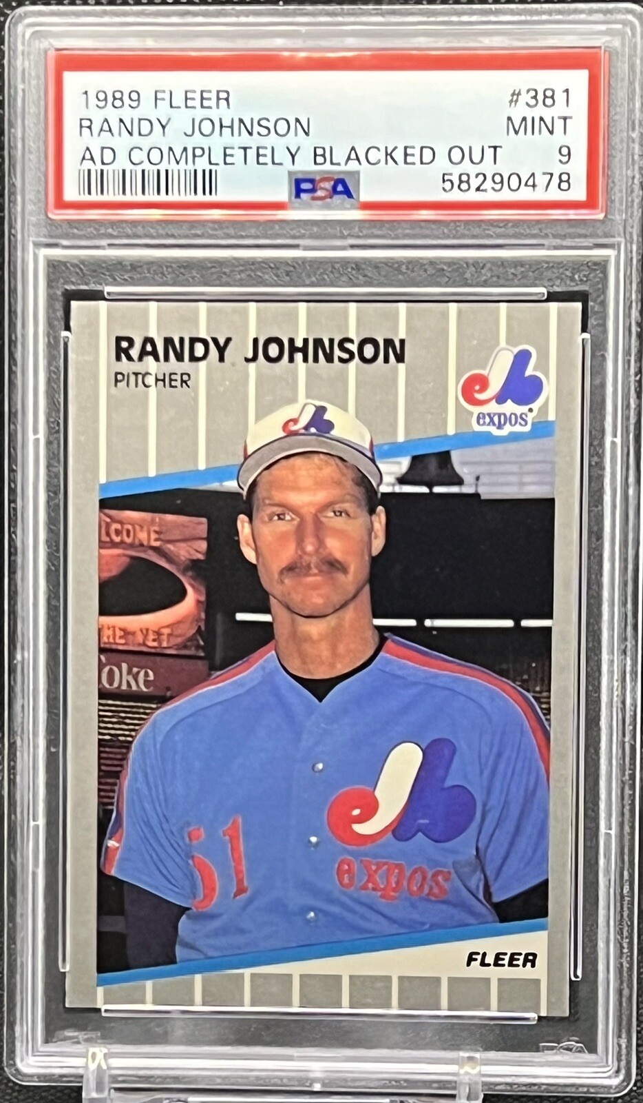 1989 Fleer Randy Johnson RC Montreal Expos #381 PSA 9 Mint Newly Graded ...