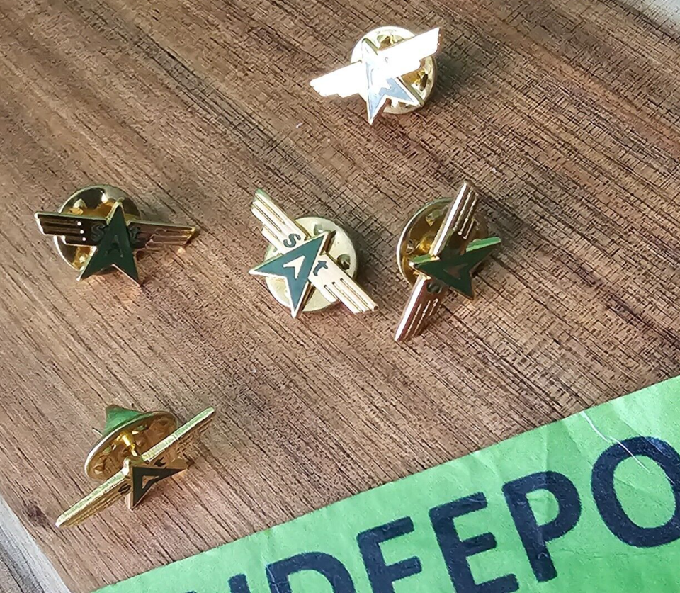 Vintage 5 Piece STA Aviation Pins Airline gold Tone Recognition Jewelry ...