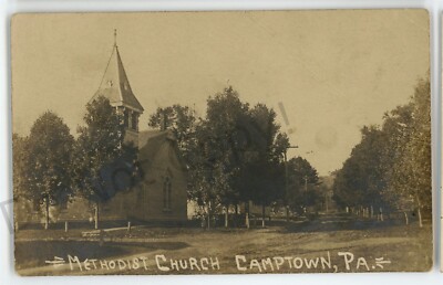 RPPC Methodist Church, Street at CAMPTOWN PA Bradford County Real Photo ...