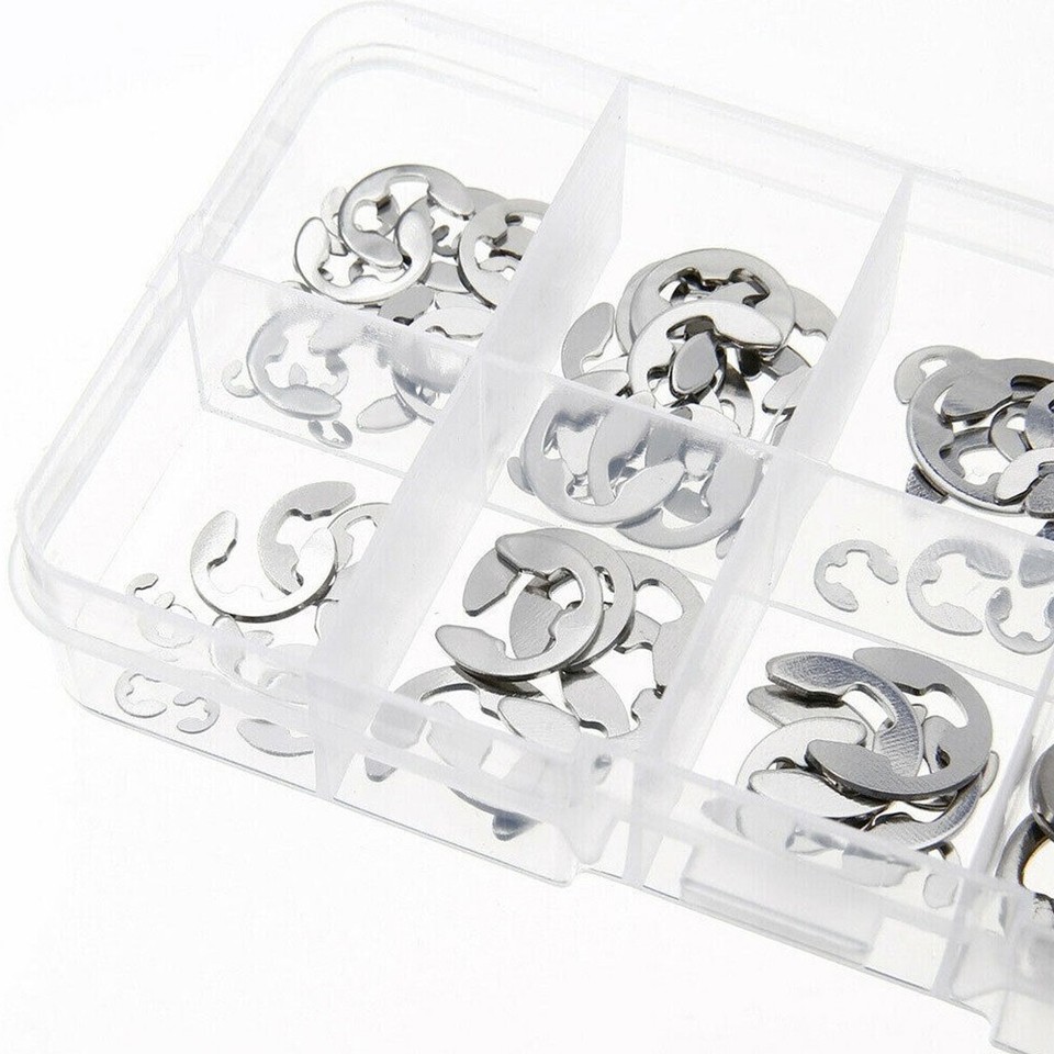 120 Piece Assorted Stainless Steel C Clips Kit Various Sizes 1 5mm 10mm ...