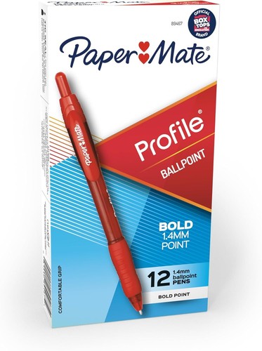 Paper Mate Profile Retractable Ballpoint Pens Bold 12 Count (Pack of 1 ...