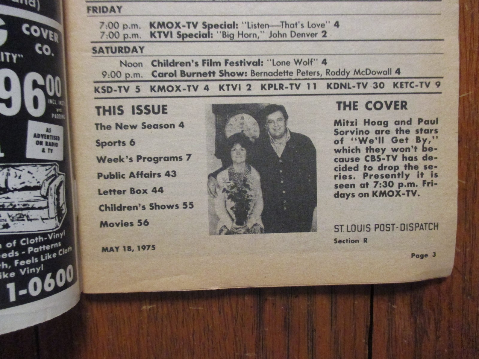 May 18, 1975 St. Louis Post-Dispatch TV Mag(PAUL SORVINO/MITZI HOAG/WE ...