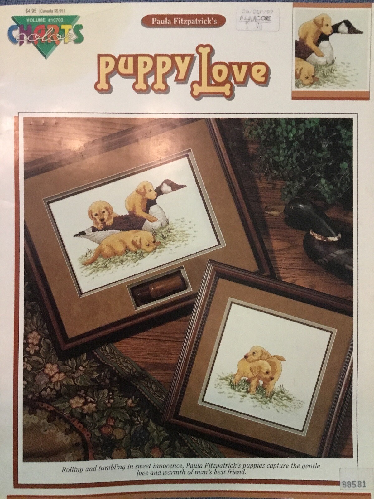 Puppy Love Cross Stitch Leaflet 10703 Pattern Color Charts Paula ...