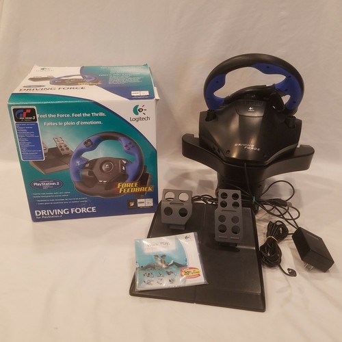 Logitech Driving Force Feedback Racing Steering Wheel & Pedals - PS2 ...