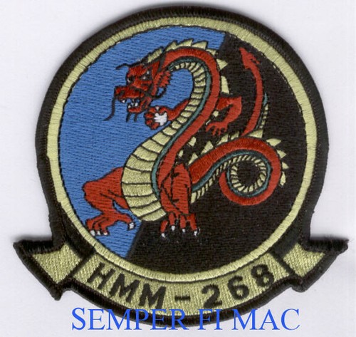 HMM-268 RED DRAGONS PATCH US MARINES HELICOPTER SQUADRON HELO WING MAW ...