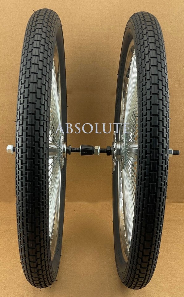 20" DAYTON 144 SPOKE FRONT & COASTER RIMS W/ 20 X 2.125 SOLID BLACK ...