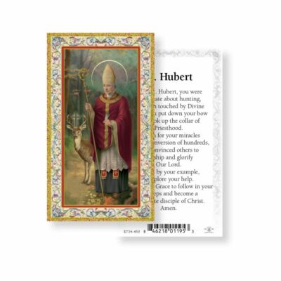 St. Saint Hubert - Prayer to ST hubert - Gold Trim - Paperstock Holy ...