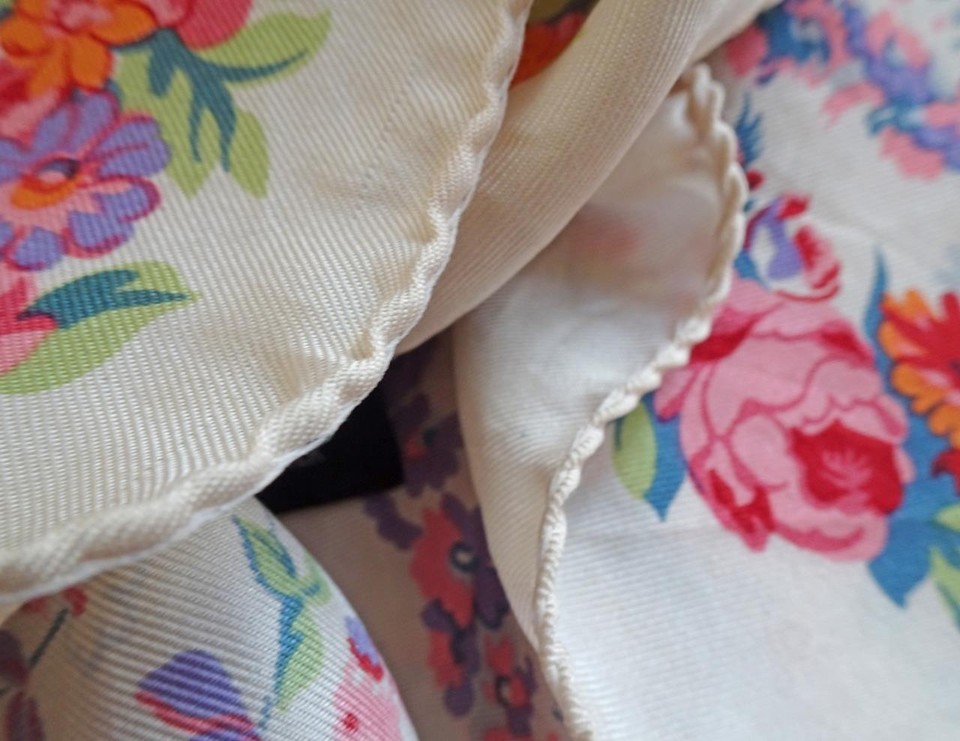 VINTAGE LIBERTY SILK SCARF in BOX Floral Swirl Design HAND ROLLED EDGE ...