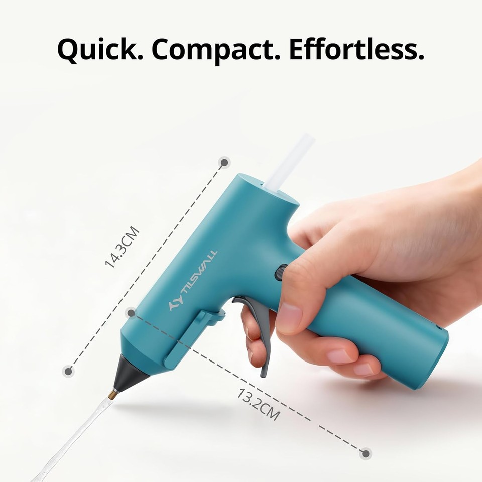 Tilswall Cordless Hot Glue Gun USB-C Rechargeable 20 Sticks Craft DIY ...