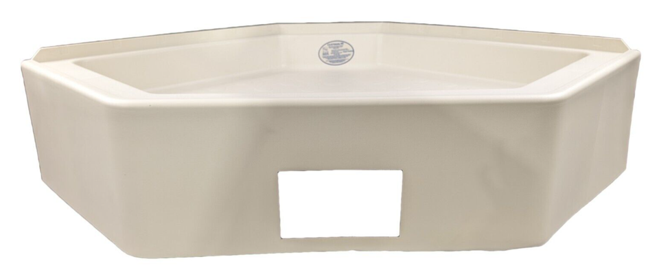 RV Corner Shower Pan Base 32" Parchment Center Drain Camper Wash Bath ...