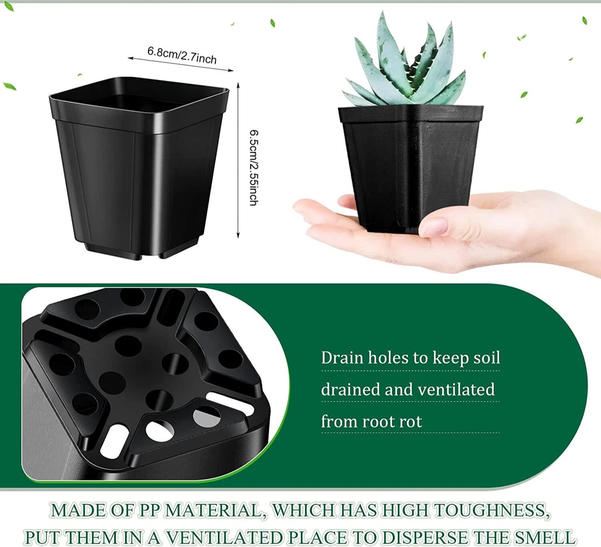 Square Plastic Plant Pots