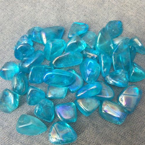 Blue Rainbow aura titanium gravel quartz crystal healing specimen 1000g ...