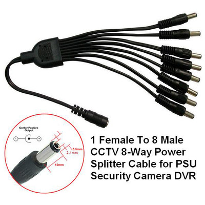 DC 1 to 8 Power Splitter Cable For CCTV Camera Security Surveillance ...